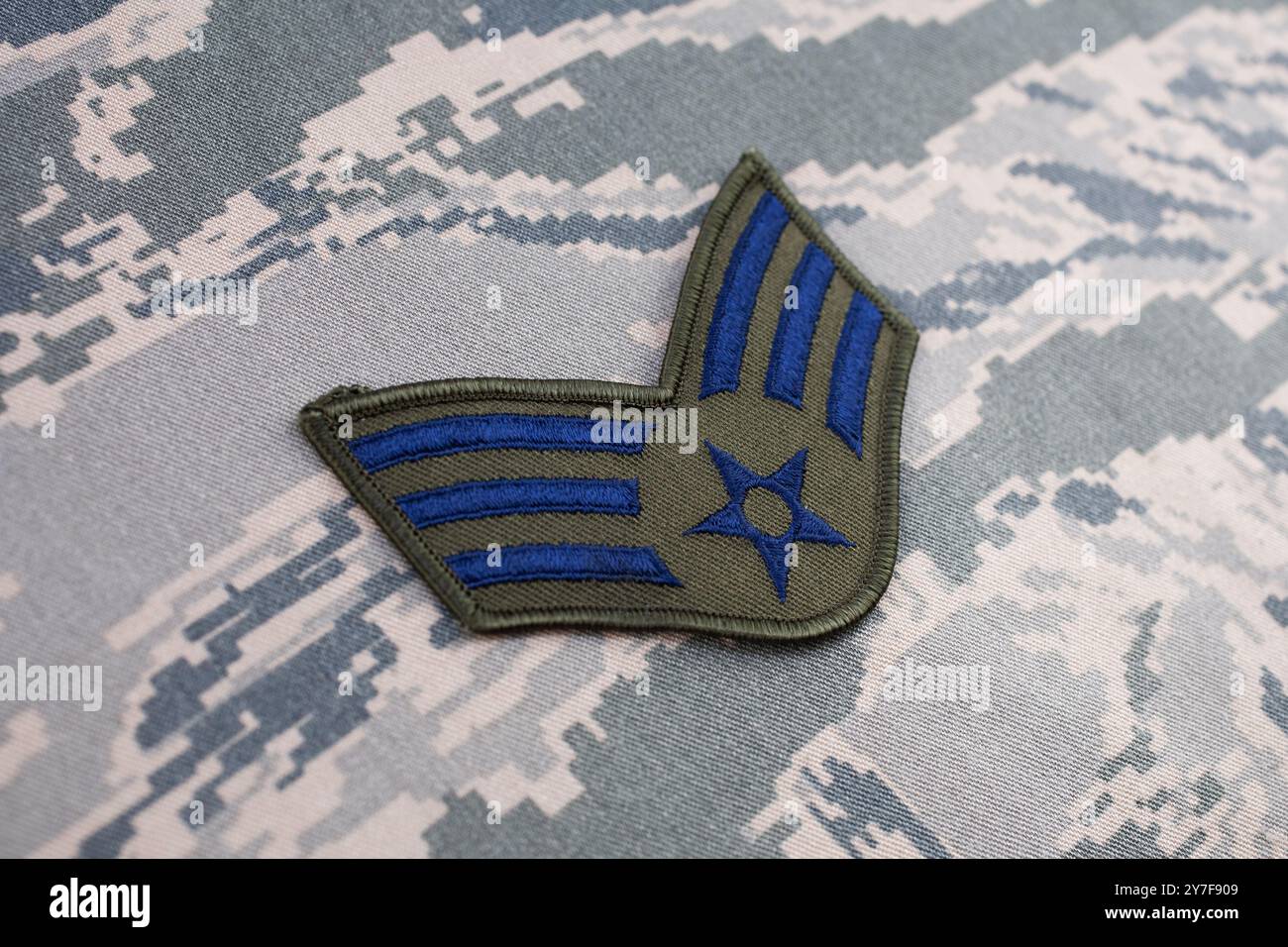 US AIR FORCE Senior Airman rank patch on digital tiger-stripe pattern ...