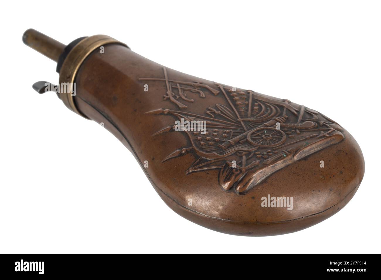 Old west gunpowder flask isolated on white background Stock Photo - Alamy