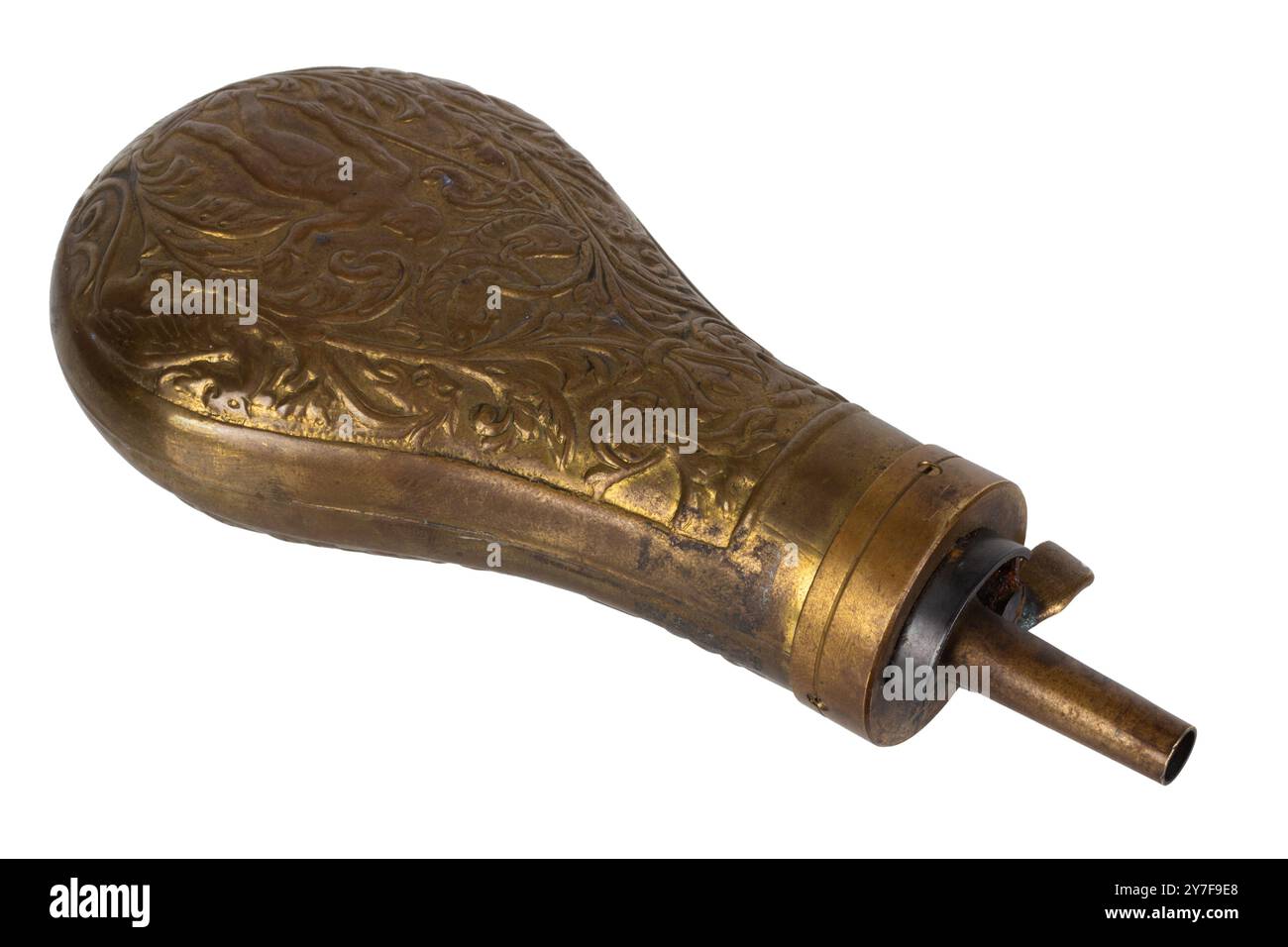 Old west gunpowder flask isolated on white background Stock Photo - Alamy