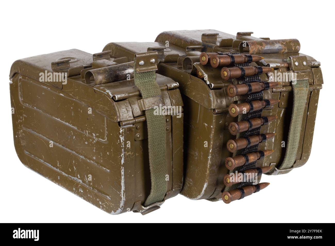 Ammo box with ammunition belt and 7.62 mm cartridges for kalashnikov PK ...