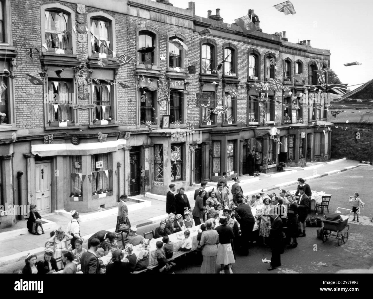 Party in Rillington Place In front of decorated, boarded-up 10 ...