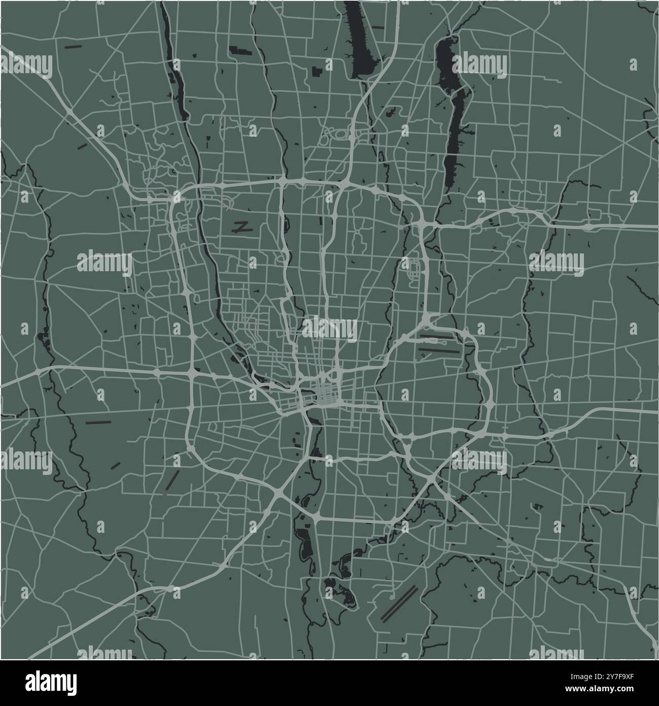 Map of Columbus in Ohio in a smooth dark style. Contains layered vector ...