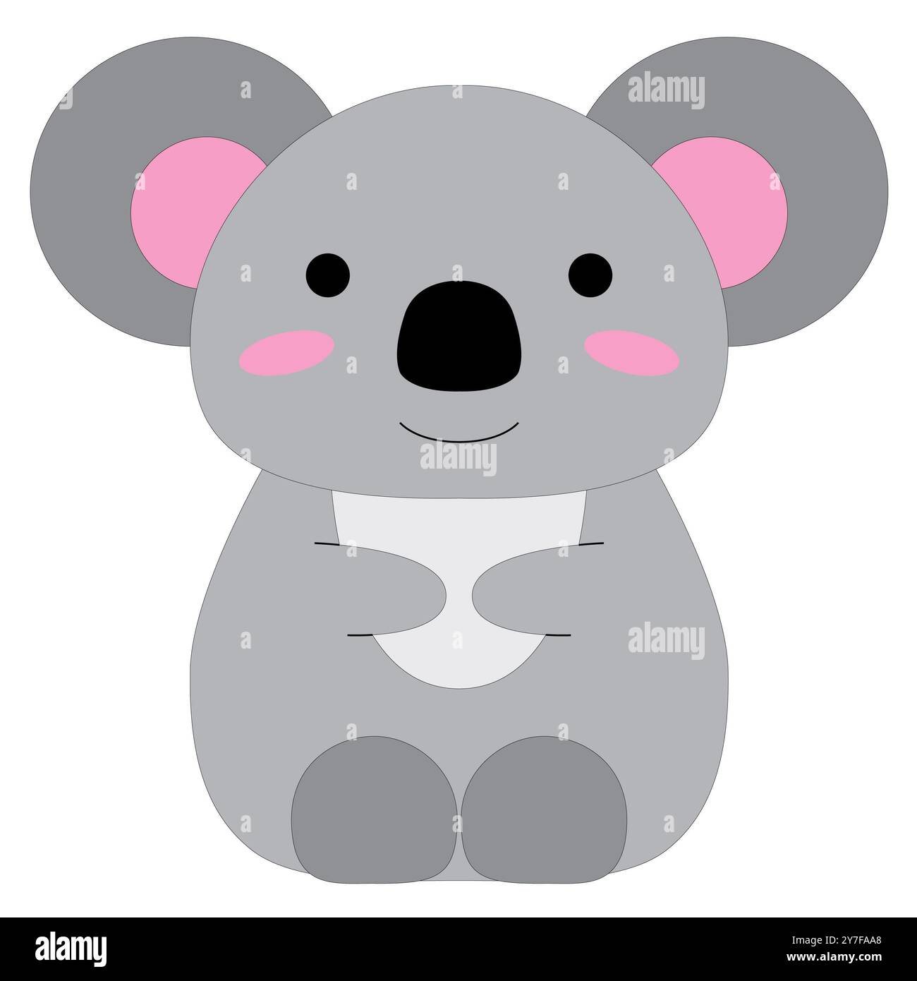 cute cartoon happy little gray koala with big ears, paws, stock vector ...