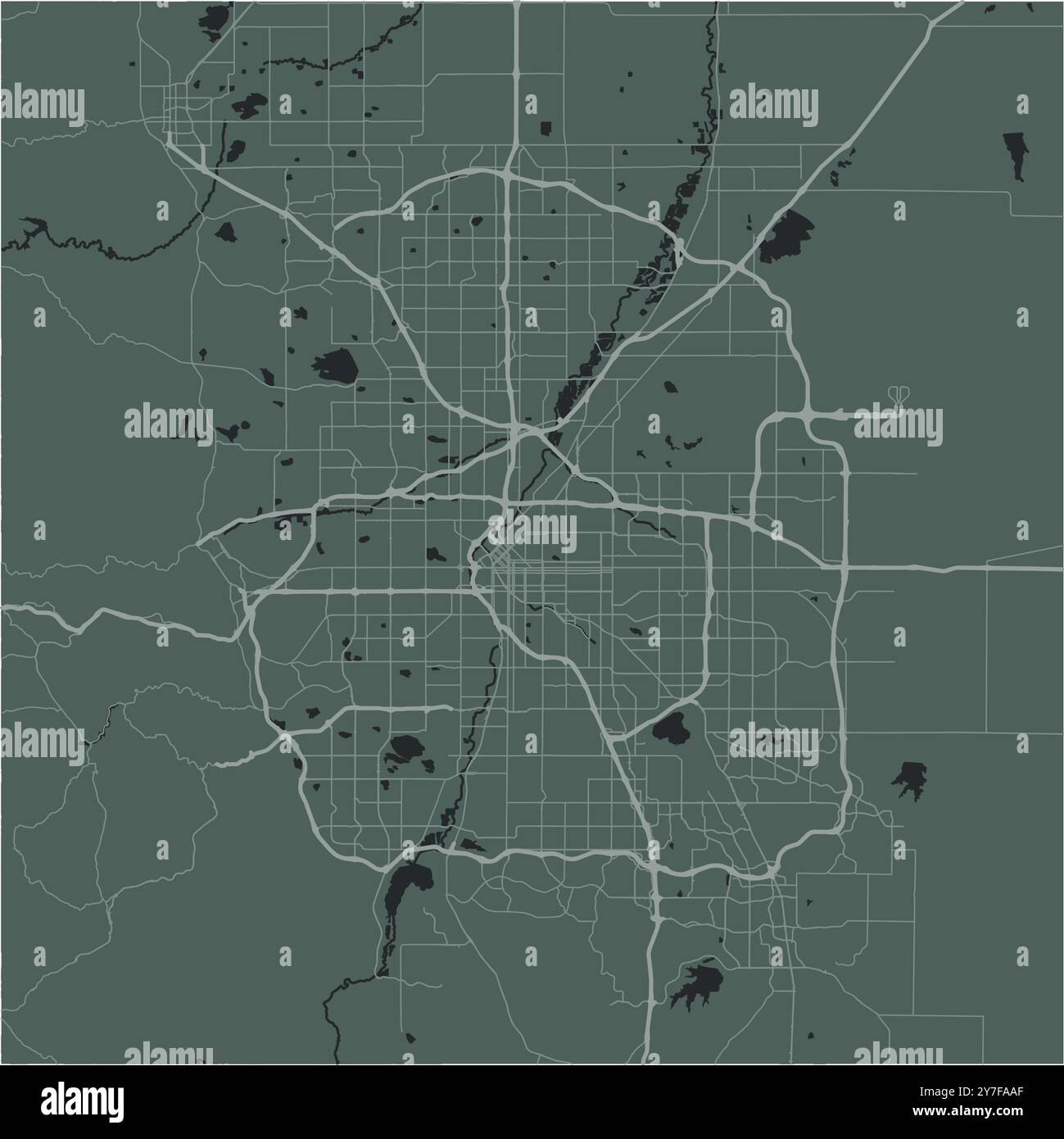 Map of Denver in Colorado in a smooth dark style. Contains layered ...