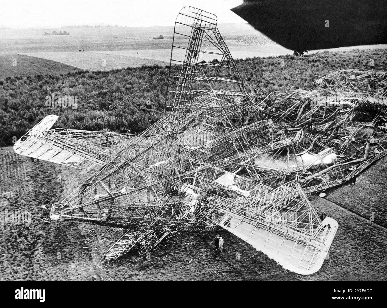 The wreck of the world's largest Airship R 101 showing the framework ...