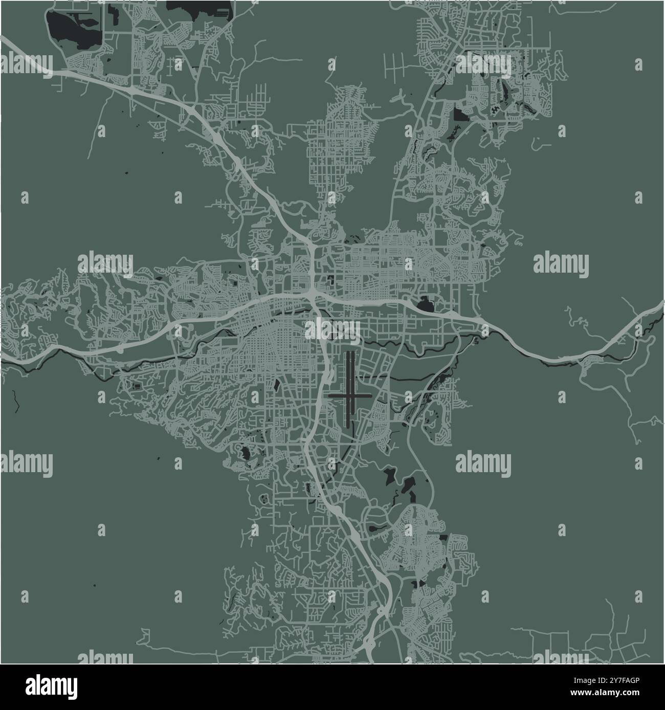 Map of Reno in Nevada in a smooth dark style. Contains layered vector ...