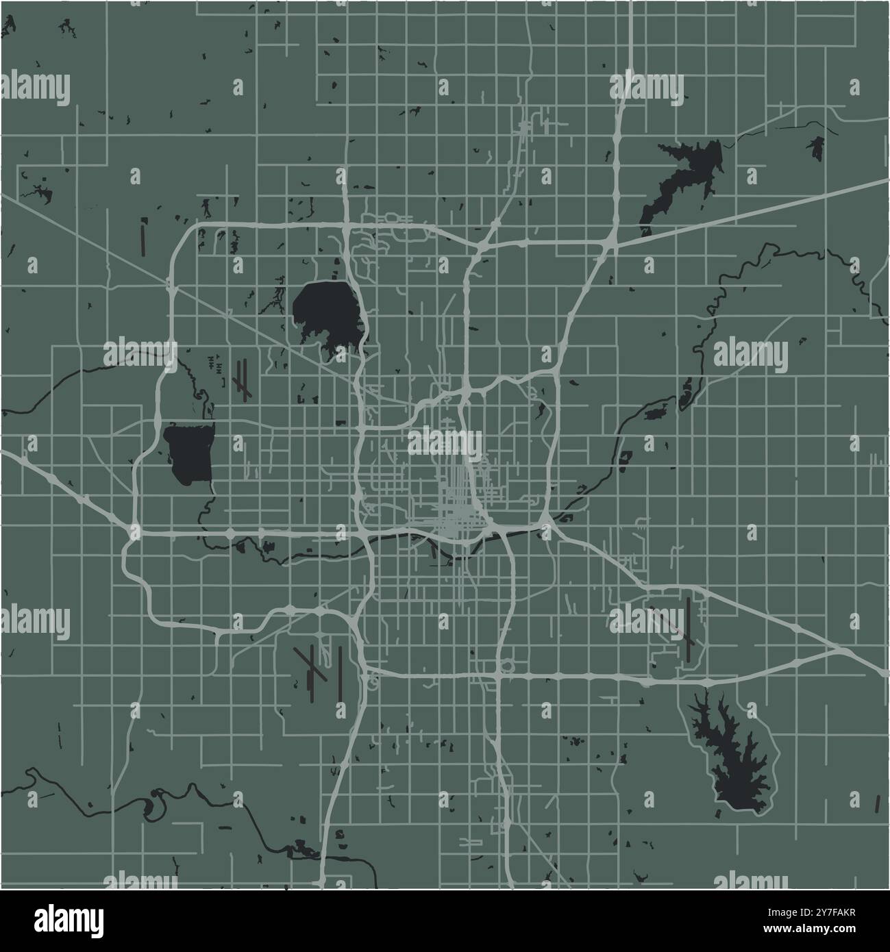 Map of Oklahoma City in Oklahoma in a smooth dark style. Contains ...