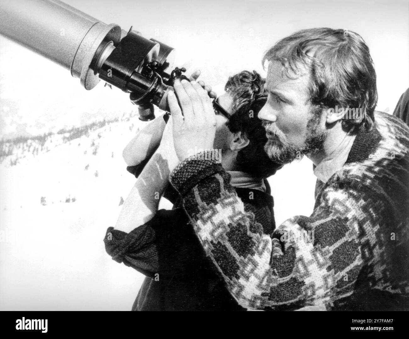 British journalists and alpinists Chris Bonington (left) and Nick Burke ...