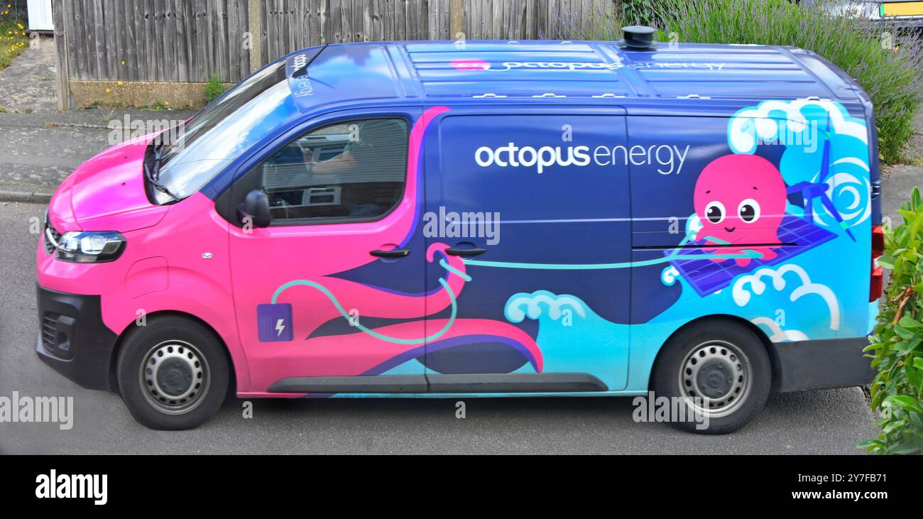 Octopus energy engineer in side view colourful van departs from ...