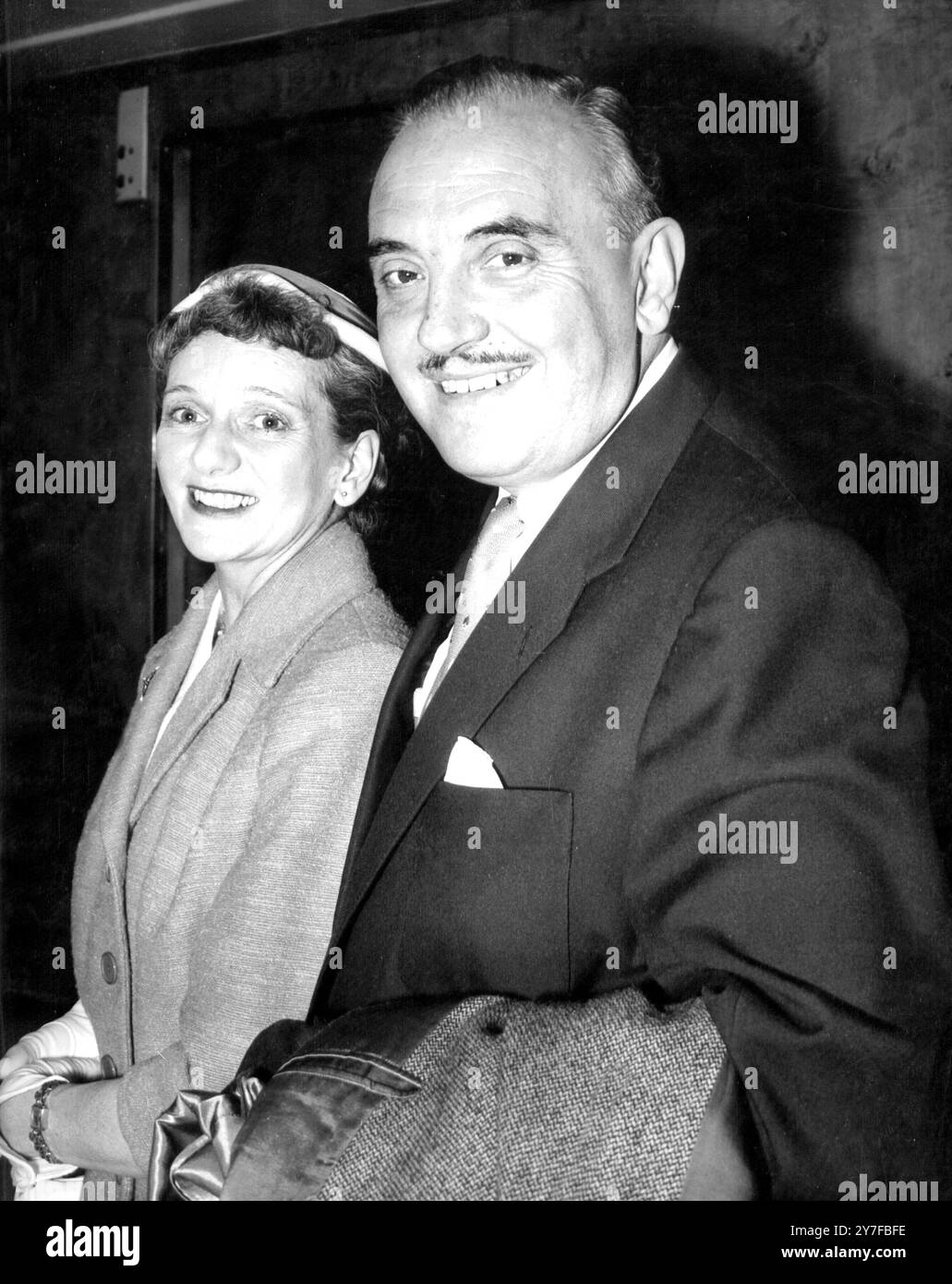 Number one band leader Ted Heath with his wife, arriving at Southampton ...