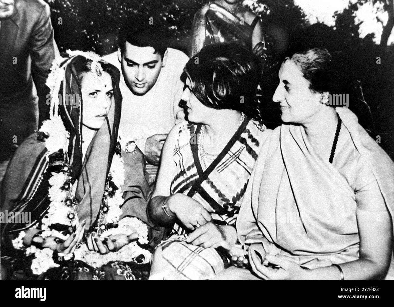 Indian Premier Mrs. Indira Gandhi (right) with bride to be, Sonia Maino ...