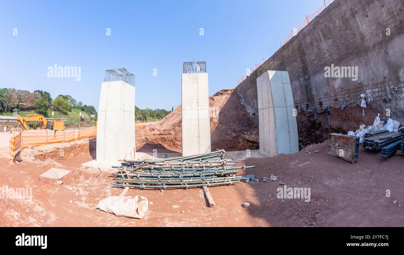 Road Highway Construction engineering expansion of overhead ramps with ...