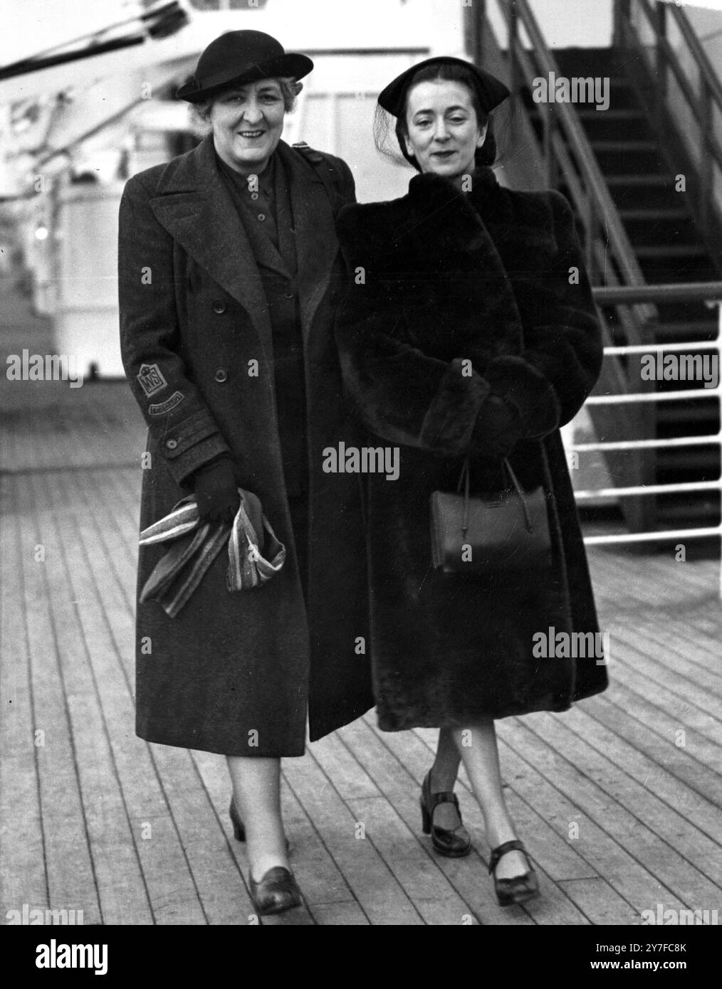 Pictured on the deck of the Queen Elizabeth when she docked at ...