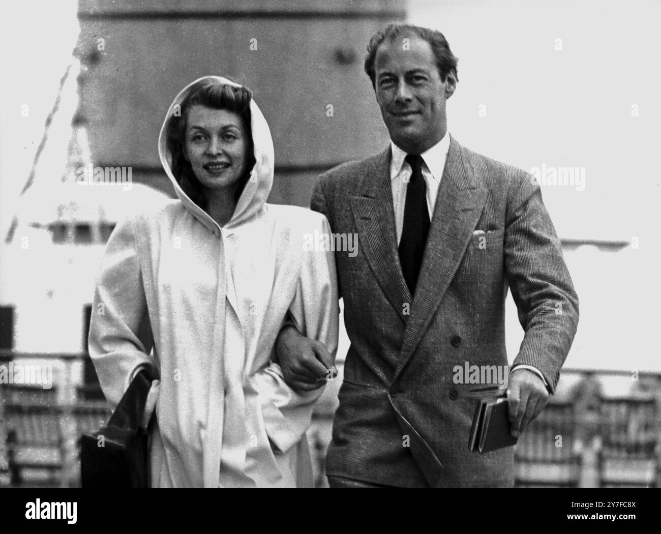 Rex Harrison and wife Lilli Palmer on the deck of the Queen Elizabeth ...