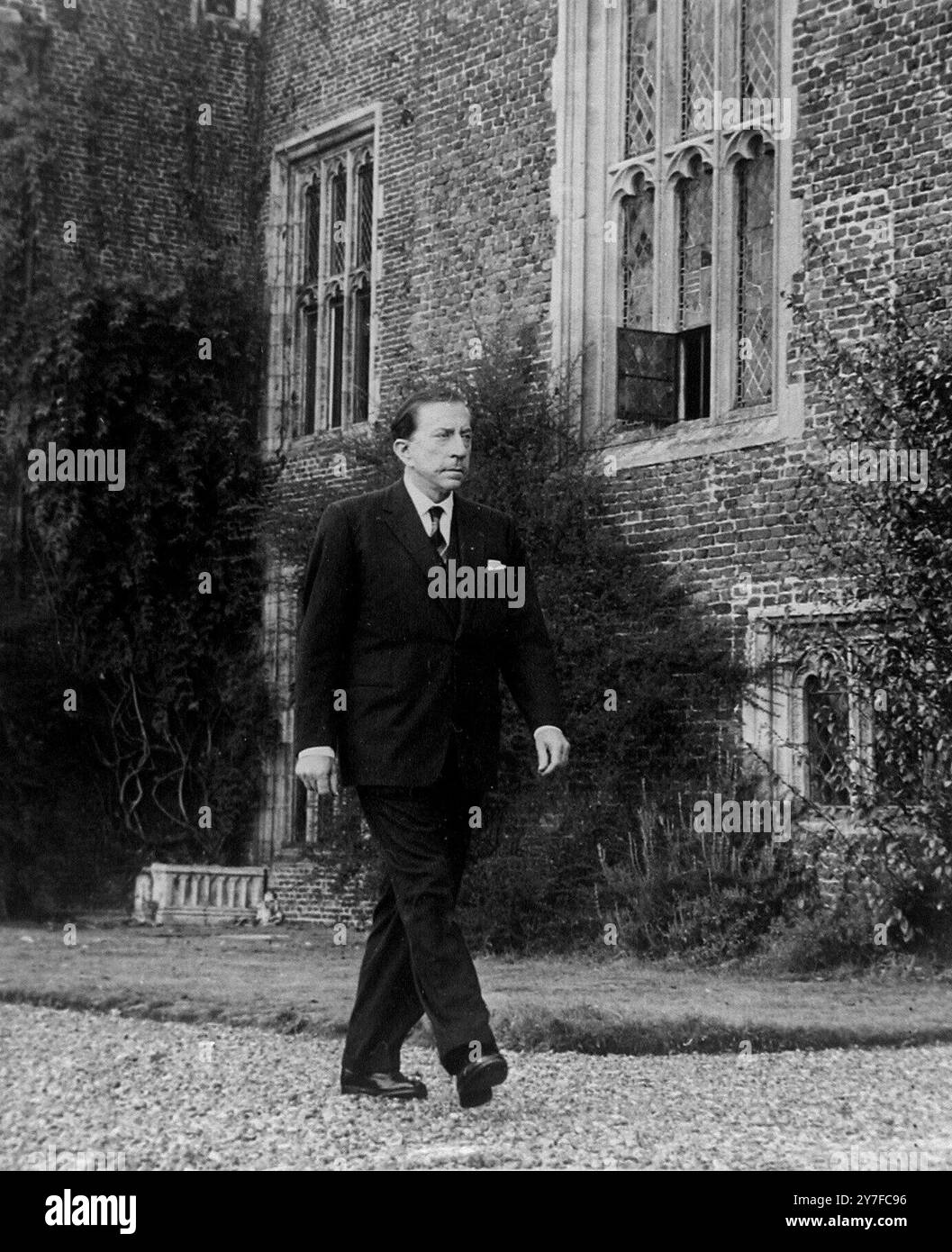 Paul Getty in the grounds around Sutton Place, the Tudor mansion near ...