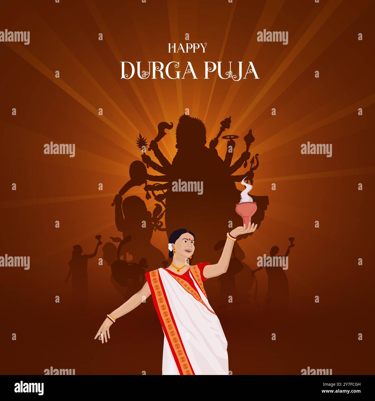 Happy Durga Puja Subh Navratri Indian religious background design ...