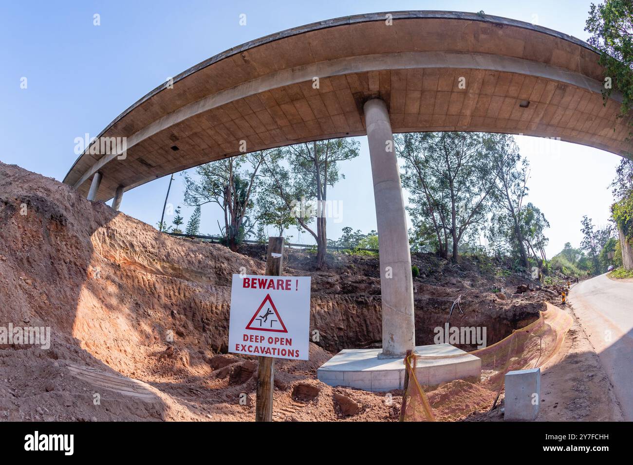 Road Highway Construction engineering expansion of overhead ramps with ...