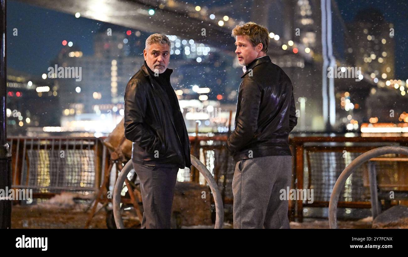 GEORGE CLOONEY and BRAD PITT in WOLFS (2024), directed by JON WATTS ...