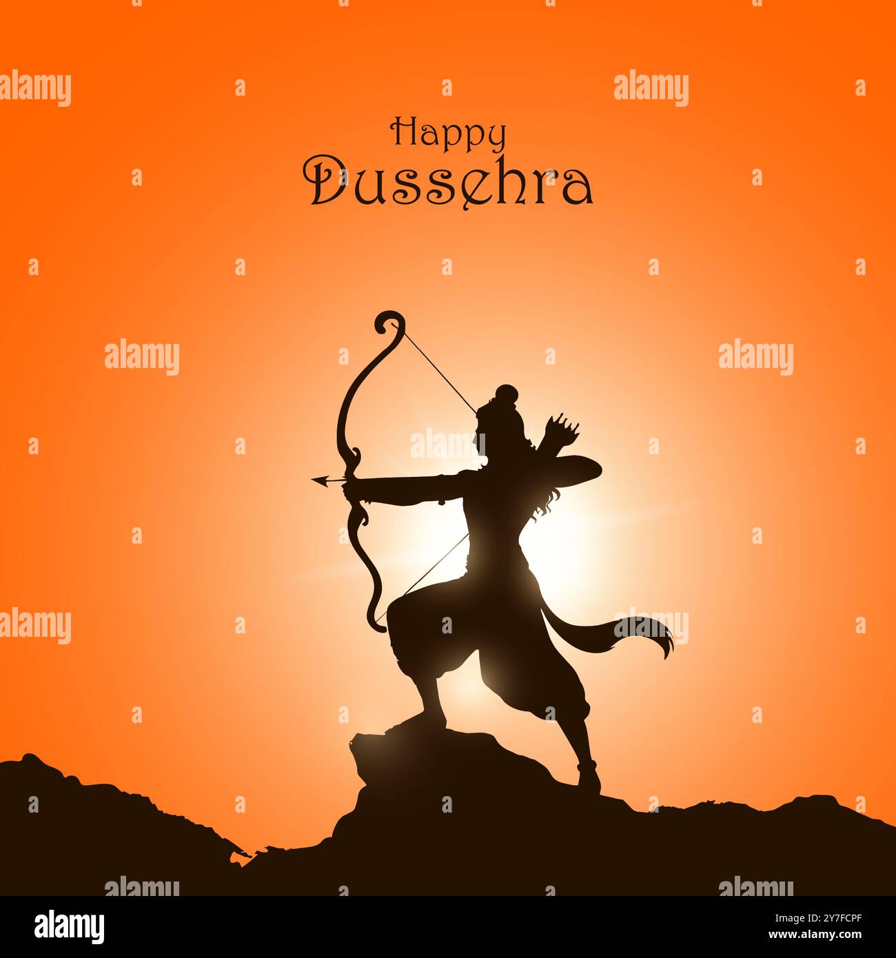 Happy Dussehra Vector Design. Lord Rama killing Ravana in Dussehra ...
