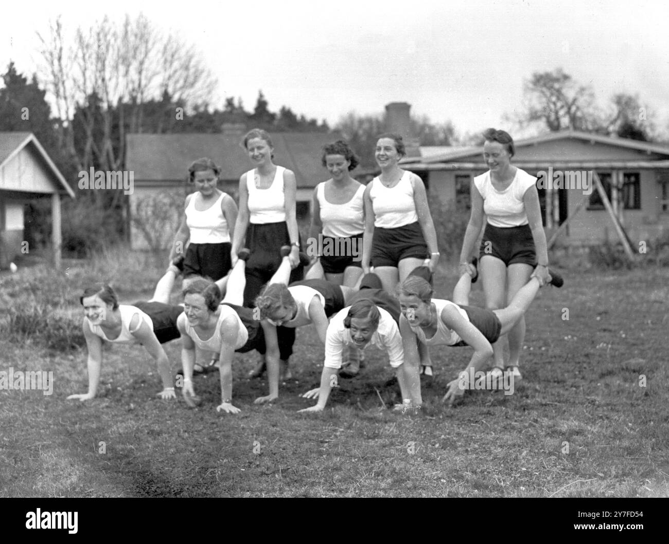 German girls in a wheelbarrow race at a camp in Godshill in the New ...