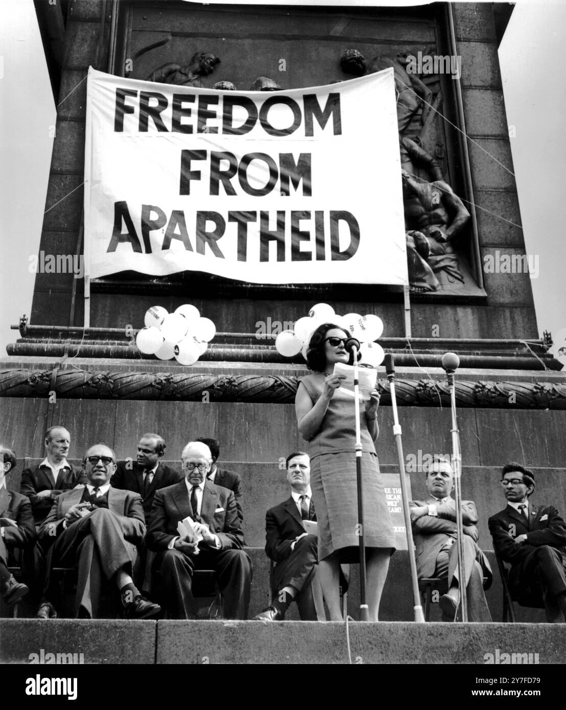 Miss Ruth First speaks to 800 people at an Anti Apartheid meeting in ...