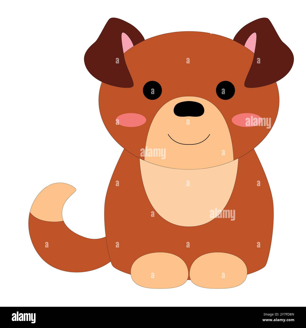 cute cartoon little brown happy puppy, paws, tail, stock vector, white ...