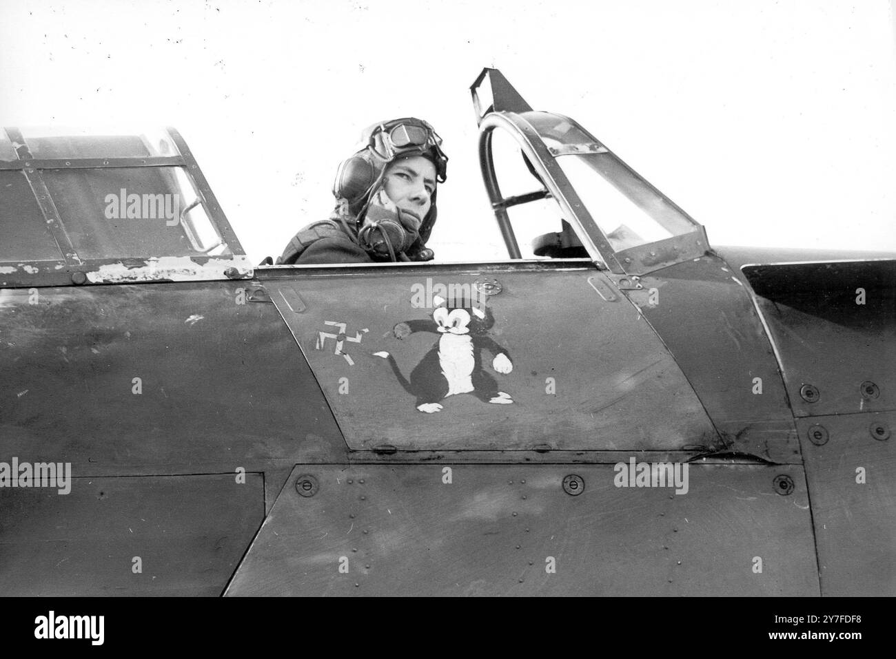 Squadron leader IR Gleed DFC. in the cockpit of his spitfire.WW2 Stock ...