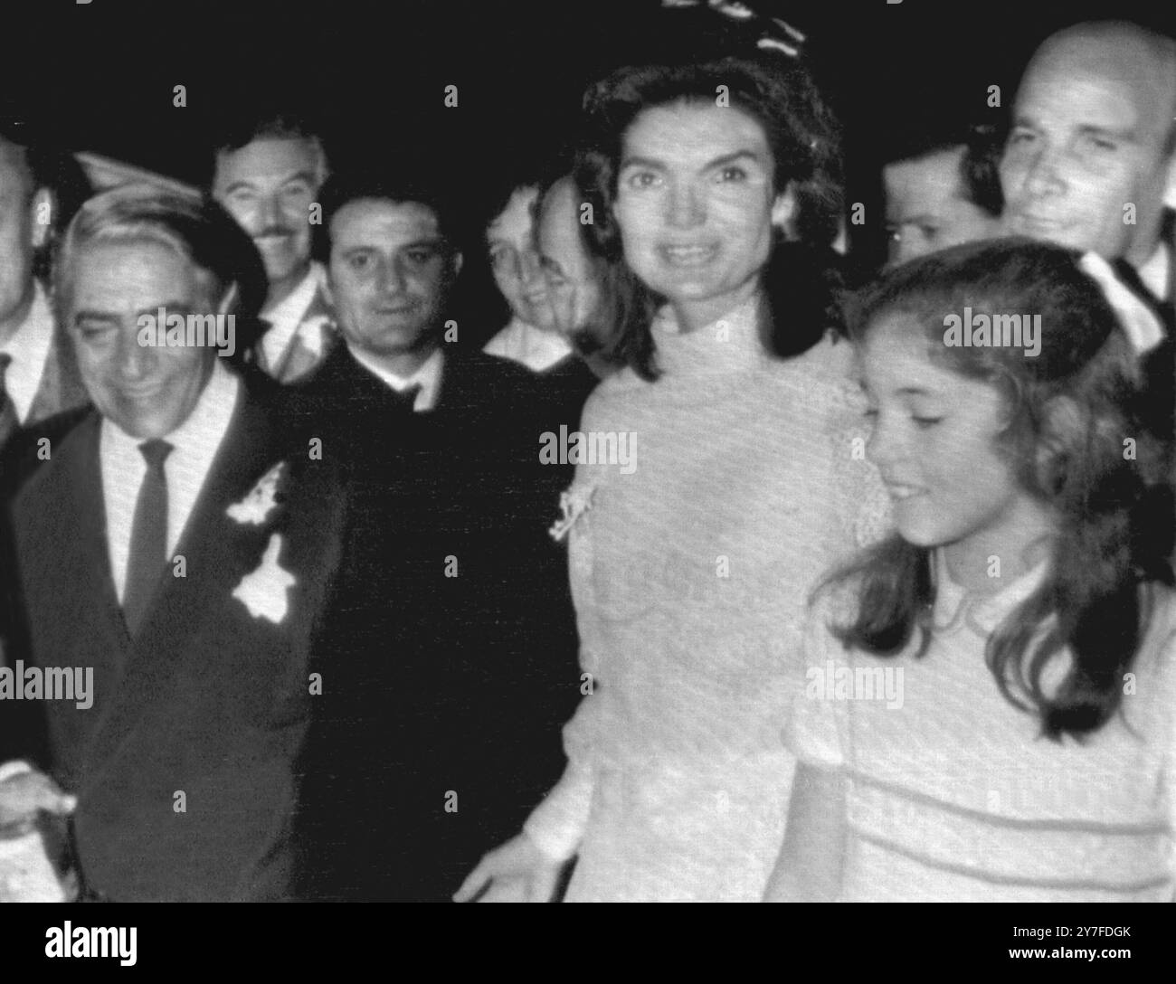 Aristotle Onassis (2nd left), and his bride Jackie Kennedy during the ...