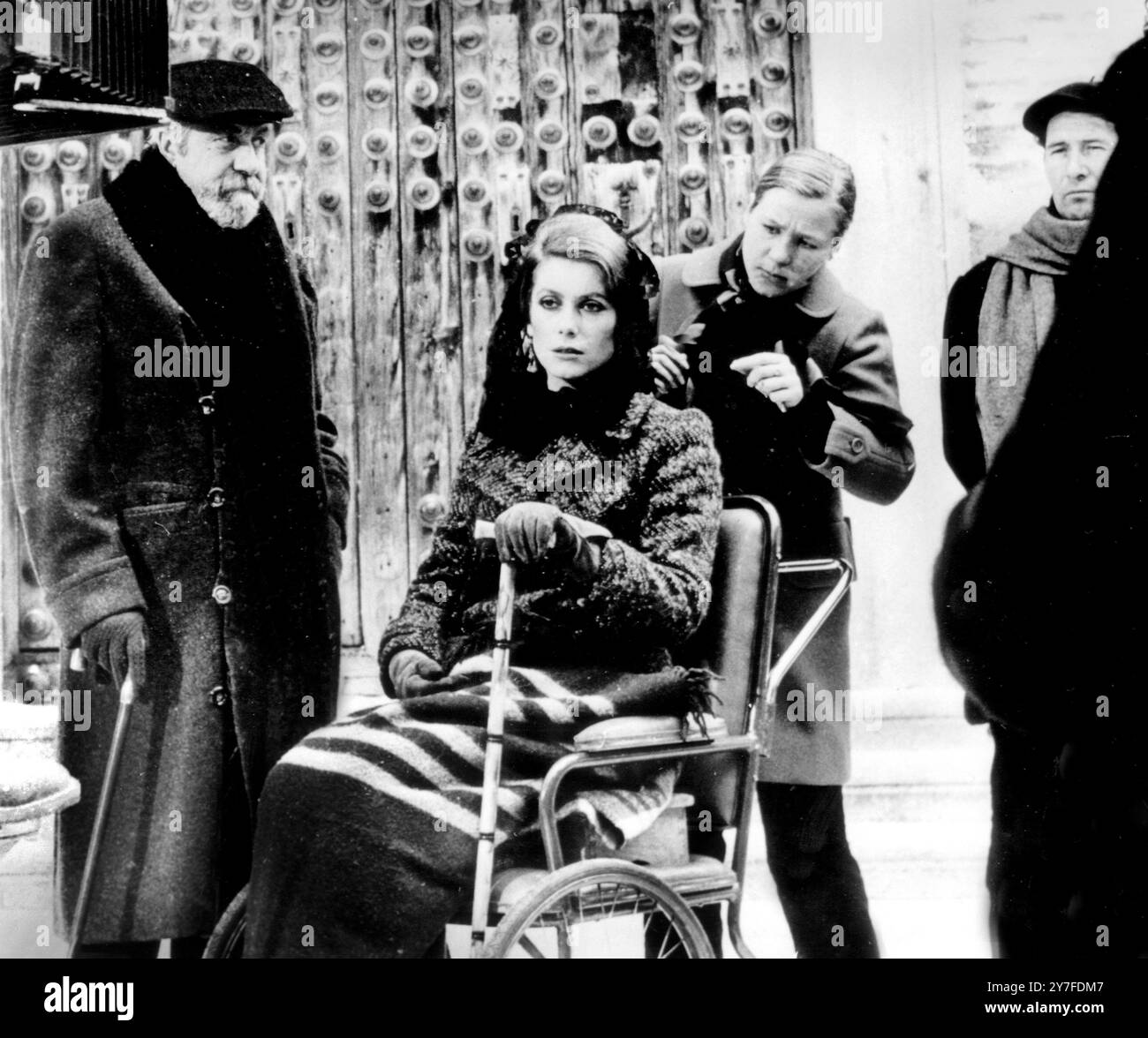 French movie actress Catherine Deneuve is made up to look like an ...