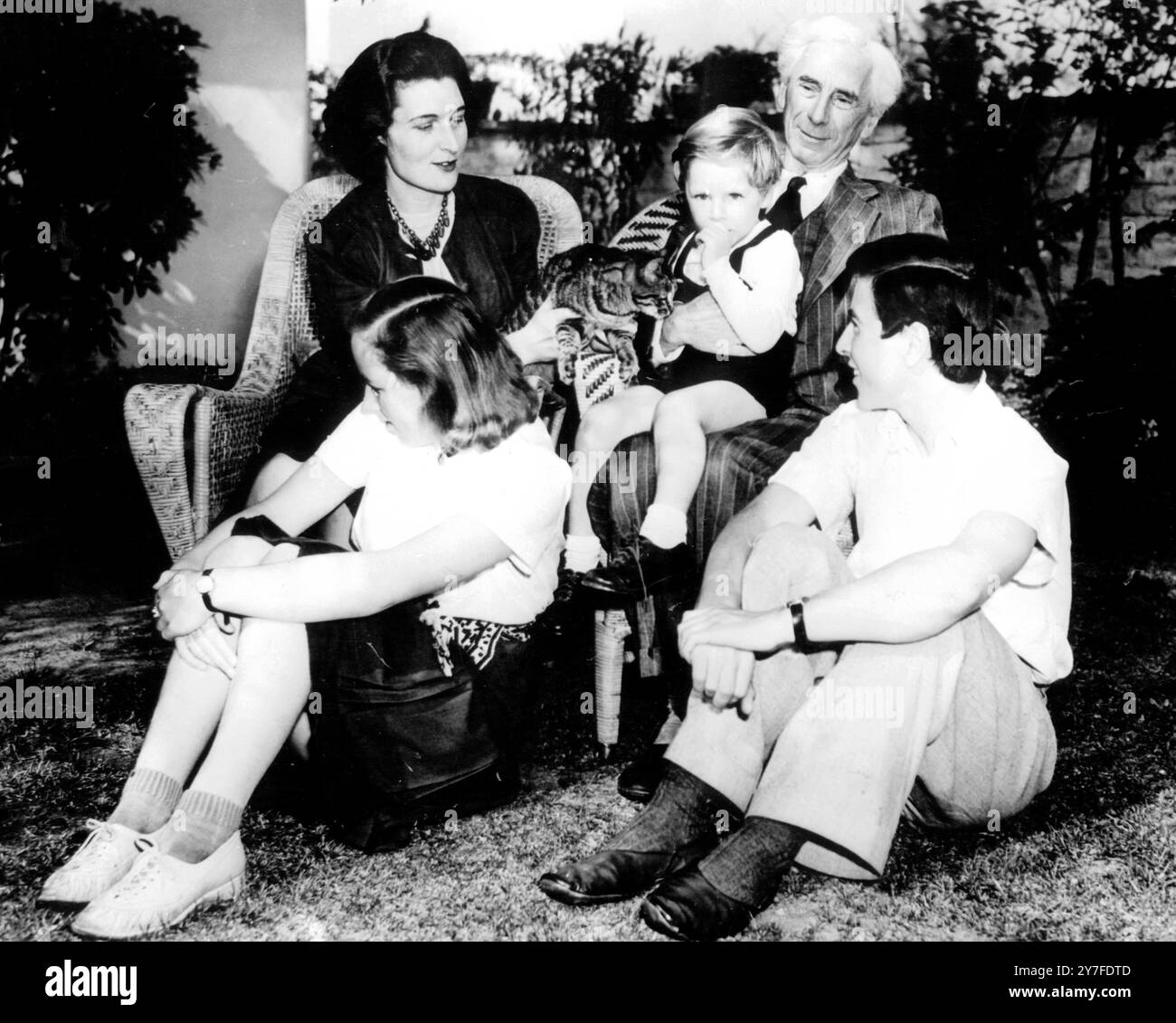 Lord Bertrand Russell with his wife and family. The children are Conrad ...