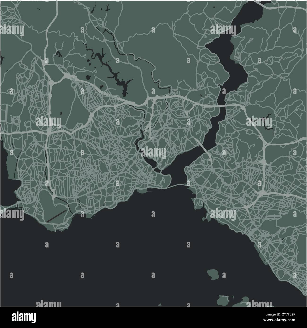 Map of Istanbul in Turkey in a smooth dark style. Contains layered ...