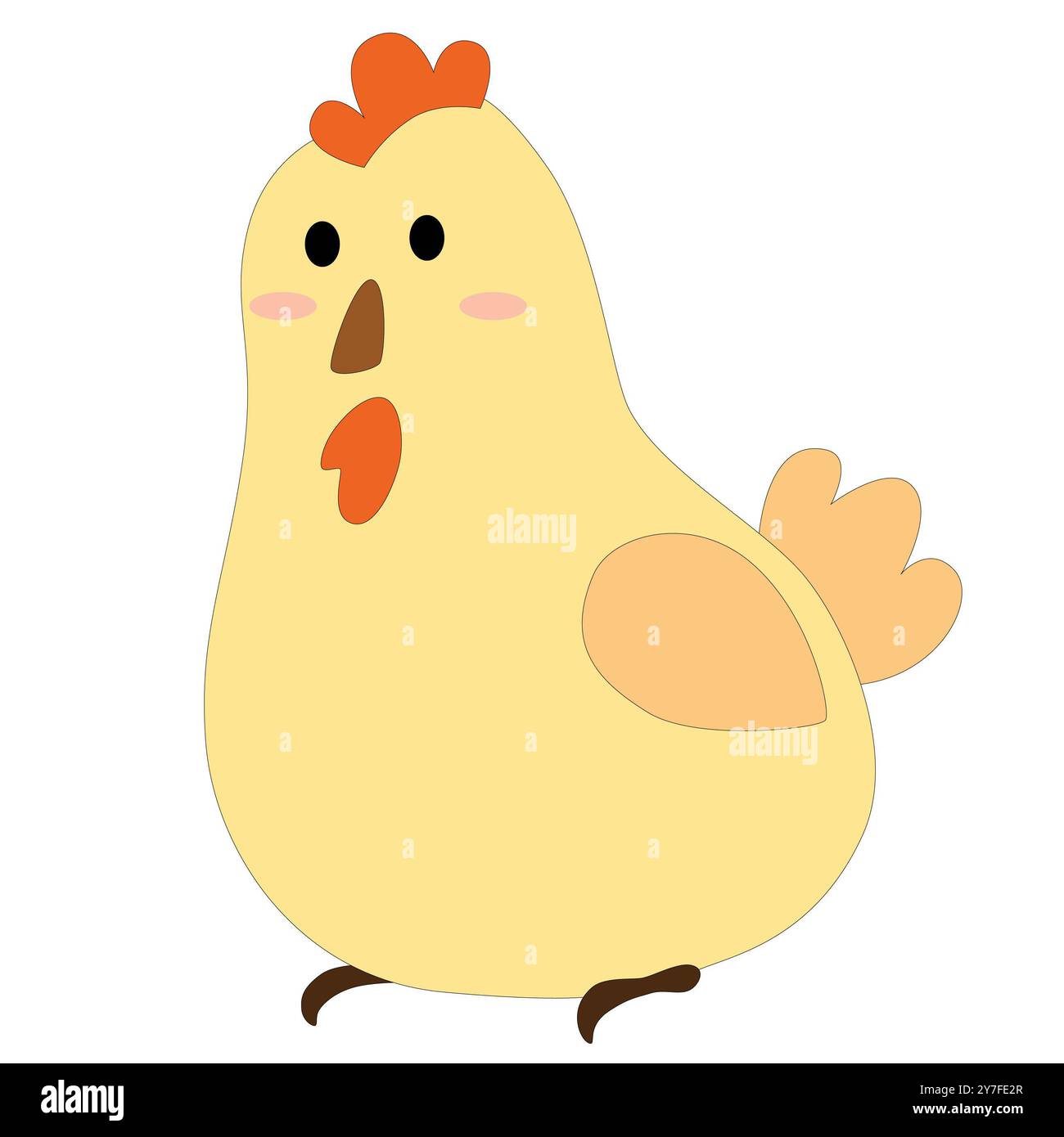 cute cartoon little yellow chick, hen with wings, comb, tail, stock ...
