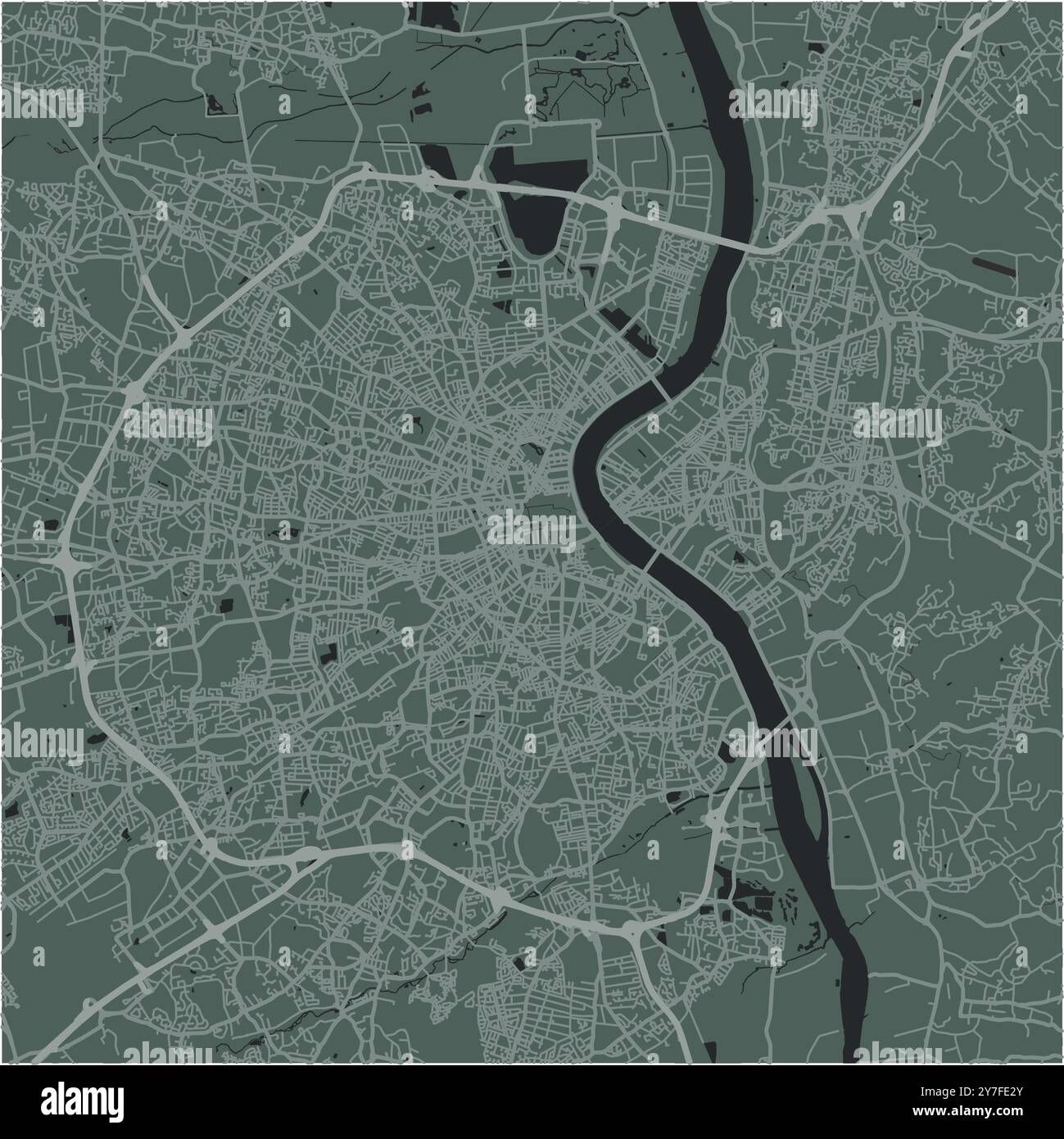 Map of Bordeaux in France in a smooth dark style. Contains layered ...