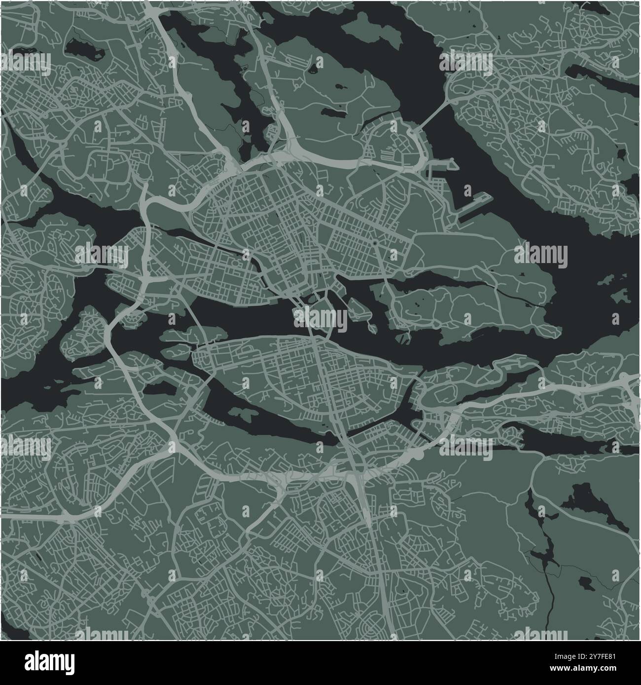 Map of Stockholm in Sweden in a smooth dark style. Contains layered ...