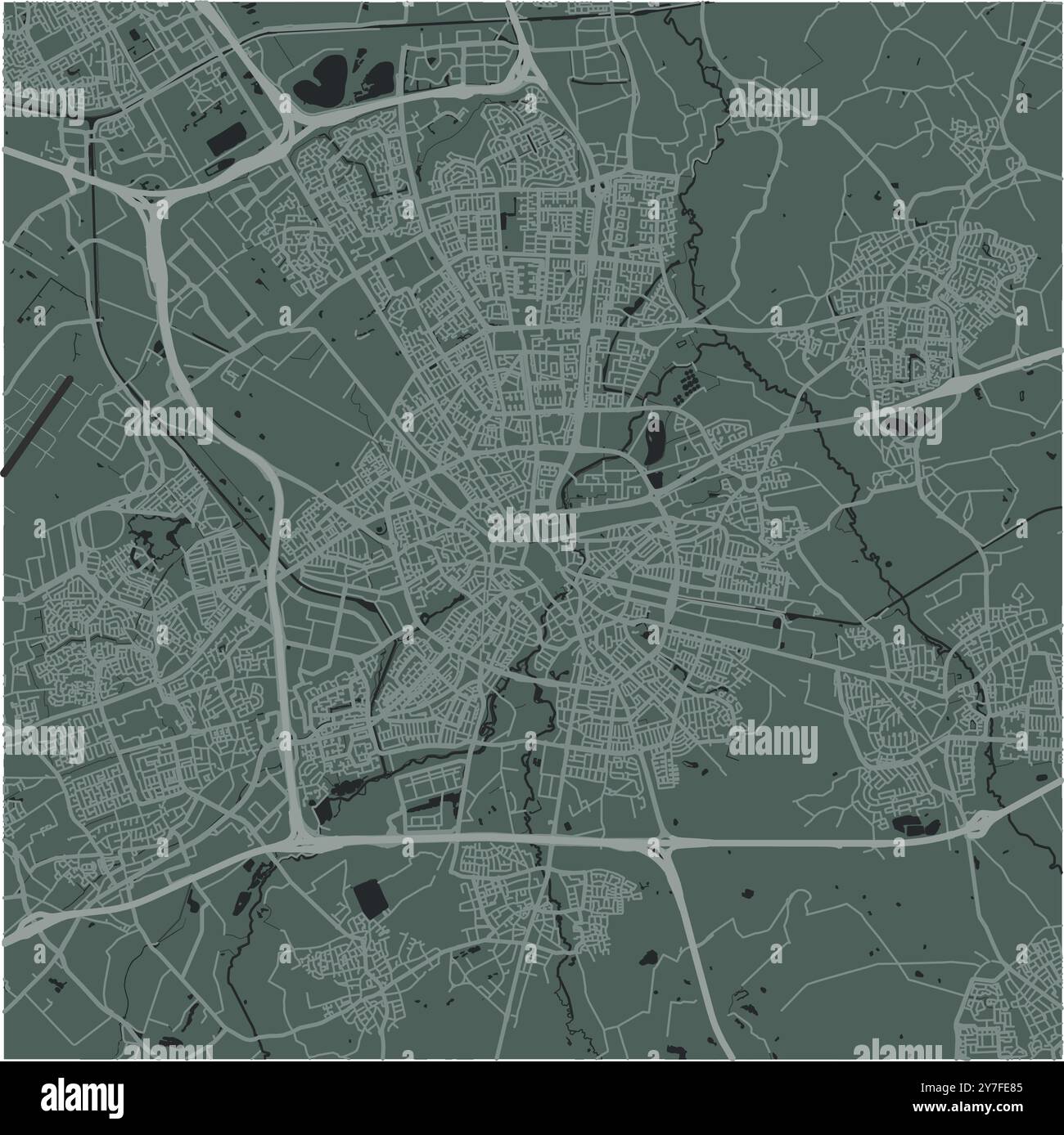 Map of Eindhoven in Netherlands in a smooth dark style. Contains ...