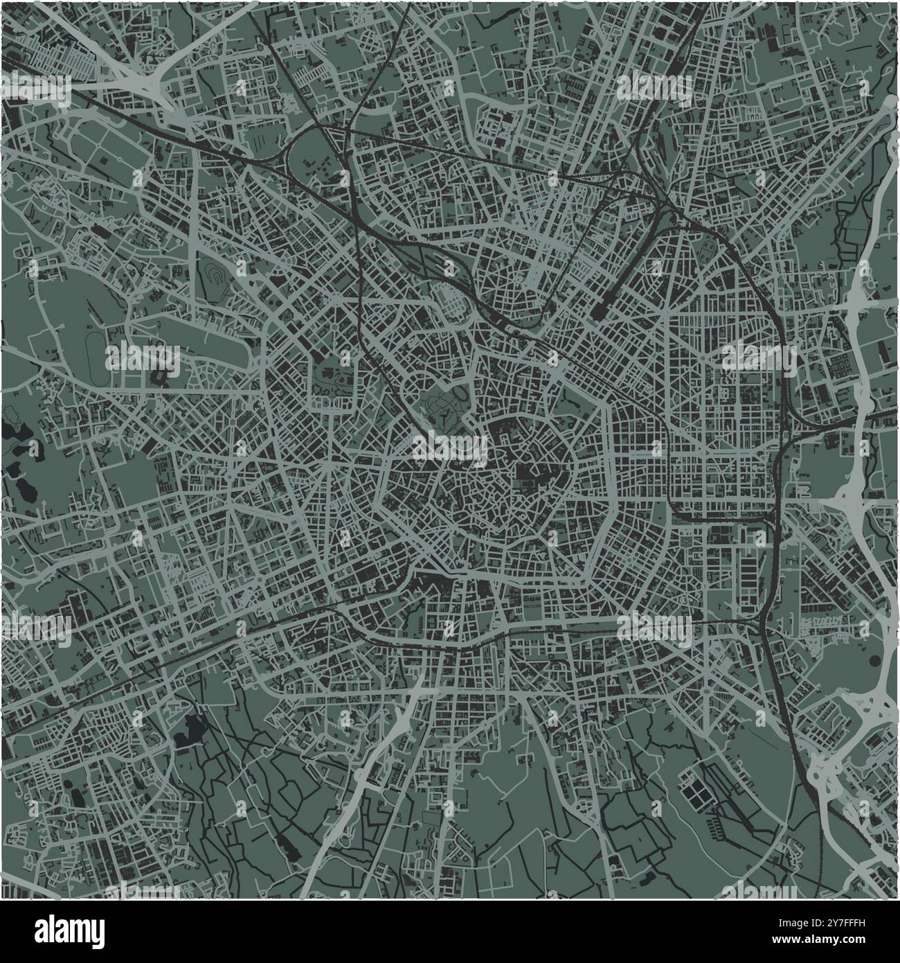 Map of Milan in Italy in a smooth dark style. Contains layered vector ...