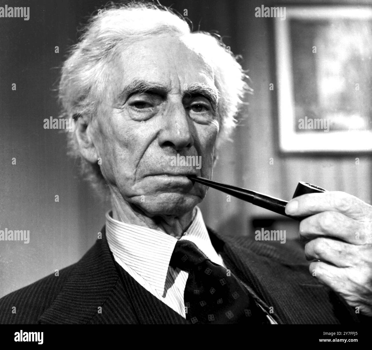 Philosopher Earl Bertrand Arthur William Russell smoking his pipe ...