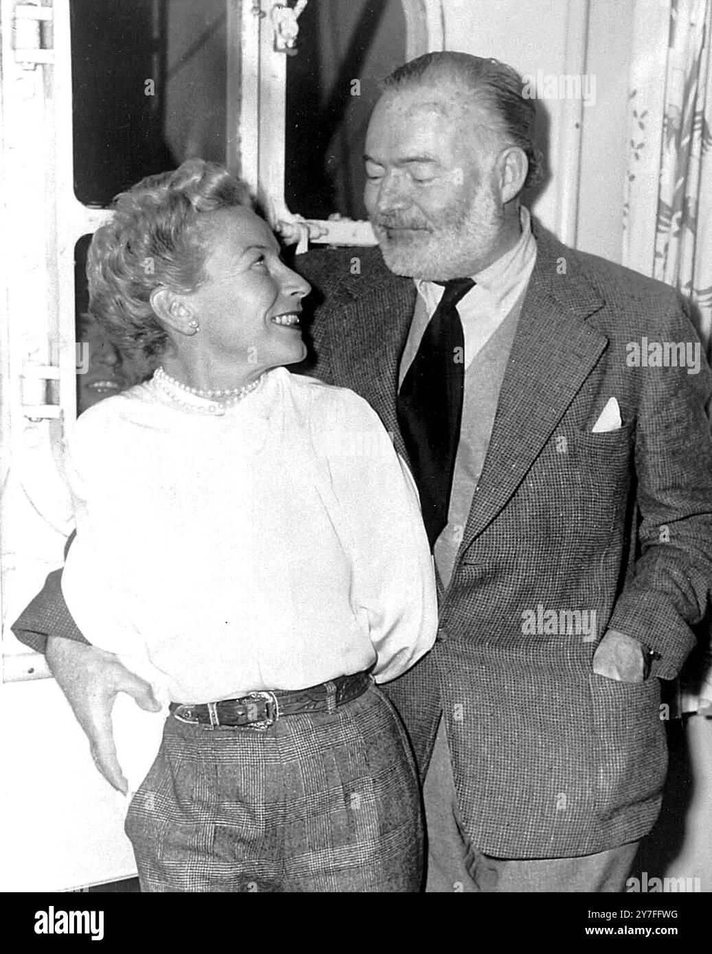 Ernest Hemingway with his wife in New York. 28th October 1954 Stock ...