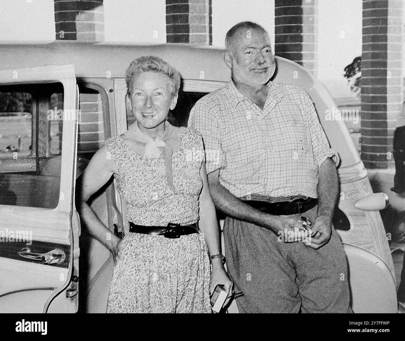 Ernest Hemingway with his wife after their double plane crash in Africa ...