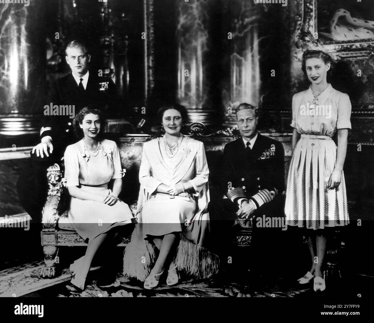 Her Majesty, Queen Elizabeth, The Queen Mother with King George VI and their daughters Princess ...