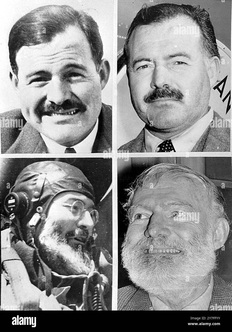The four faces of Ernest Hemingway. Top left in 1934, top right in 1945 ...