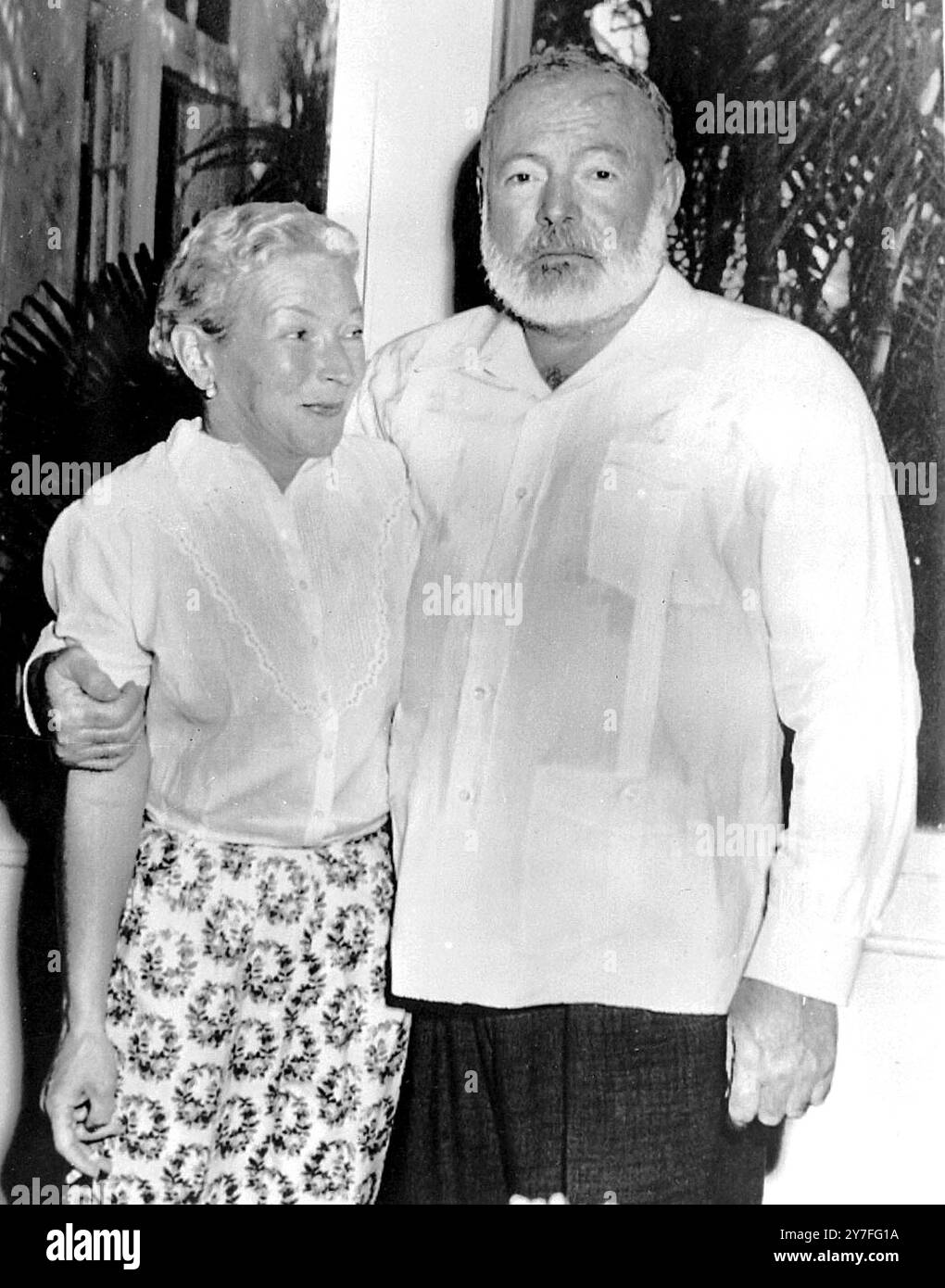 Ernest Hemingway with his wife Mary in Havana, Cuba. 30th October 1954 ...