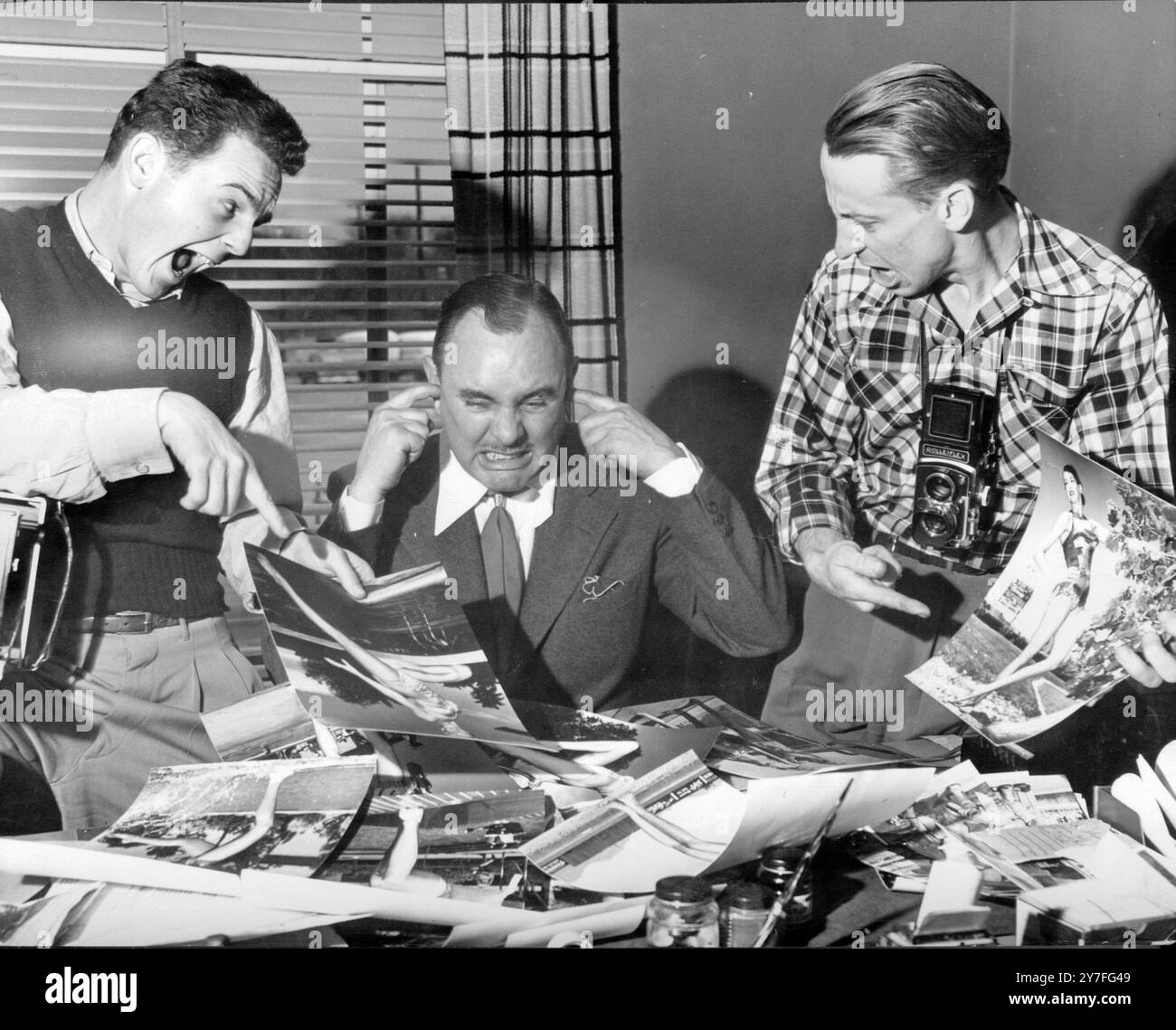 Typical picture conference at Desert Sea News Bureau, with bureau ...