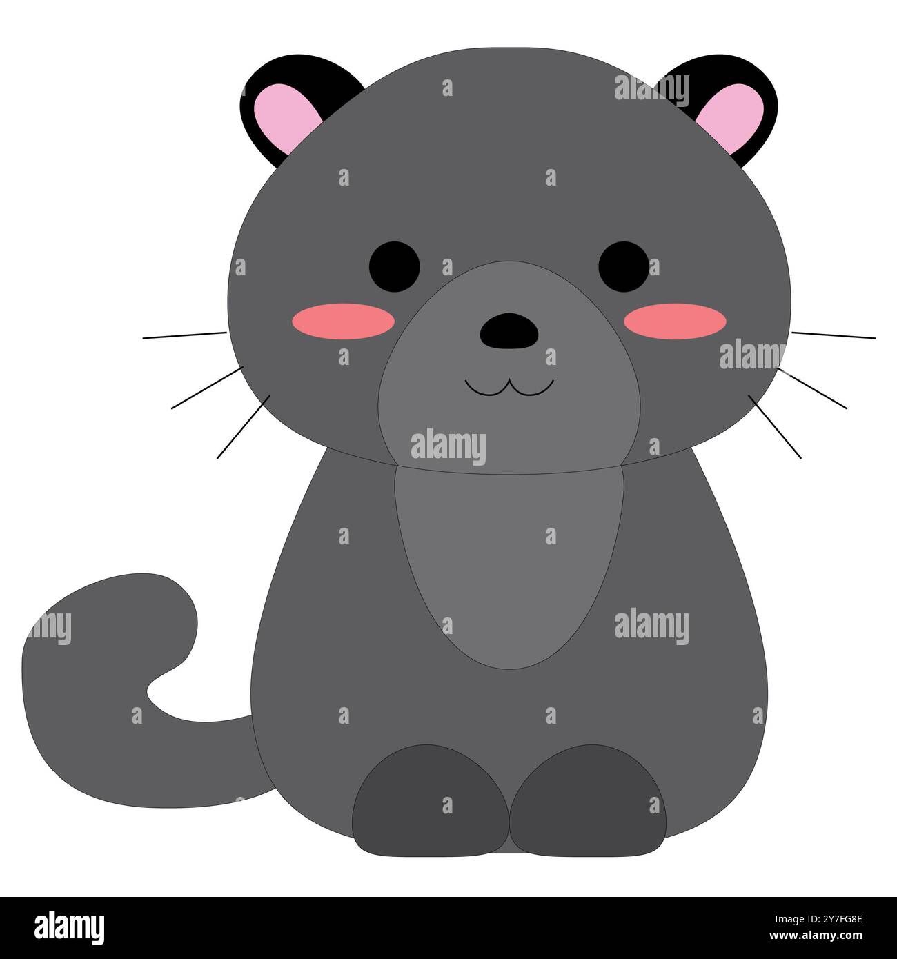 cute cartoon happy little black panther, paws, tail, stock vector, white background Stock Photo ...