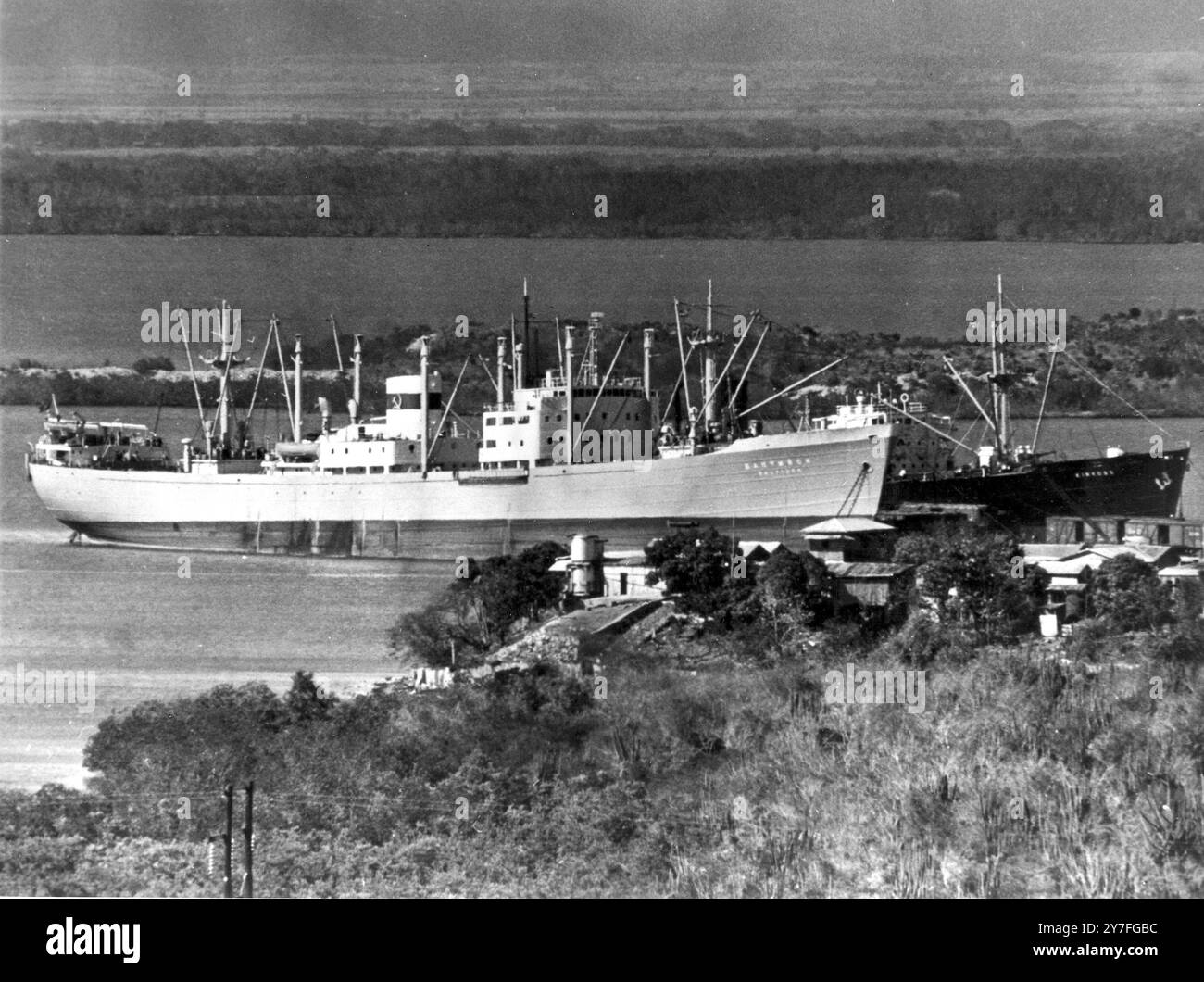 Unidentified Soviet Ship (foreground) and the British Freighter Kinross ...