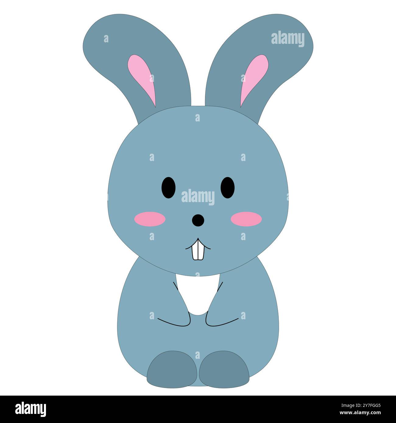 cute cartoon little rabbit hare with big ears, paws, stock vector ...