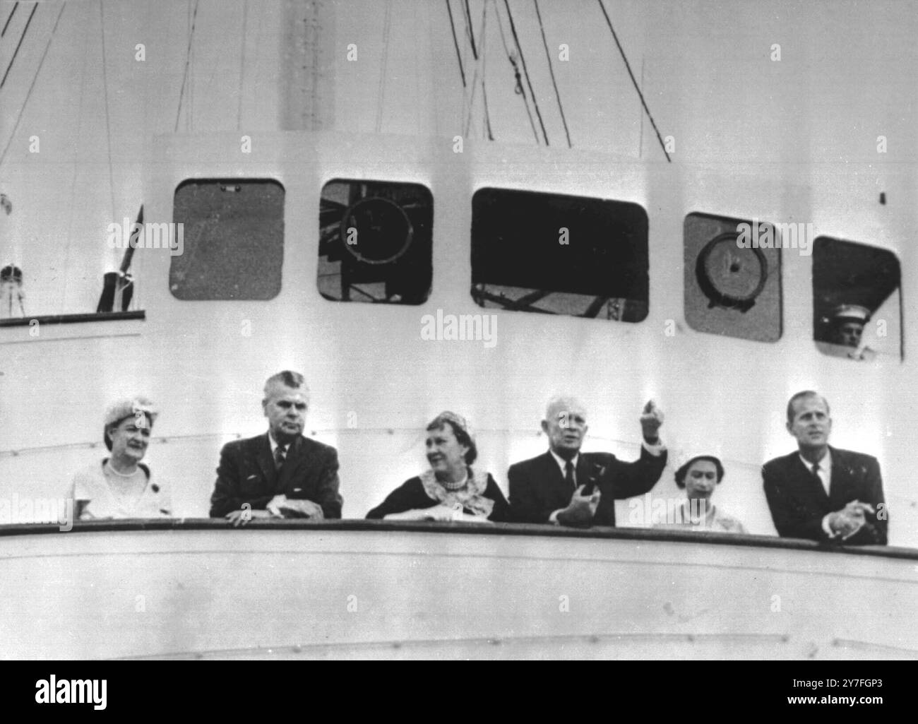 Aboard the Royal Yacht Britannia in the St Lawrence Seaway are left to ...
