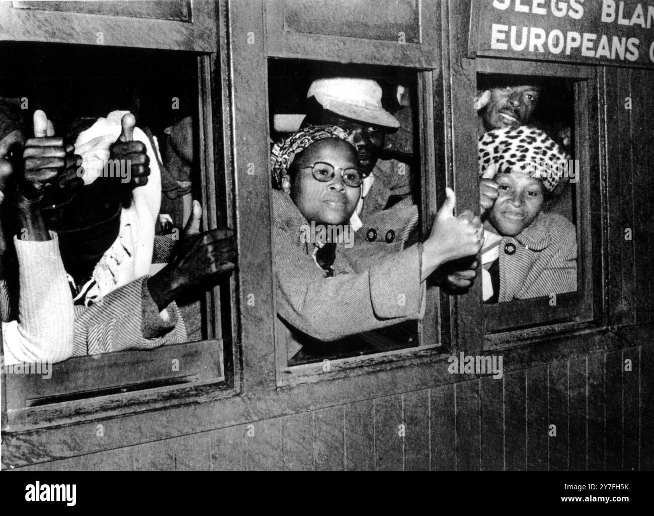 South African Natives defy the apartheid racial laws and travel in ...