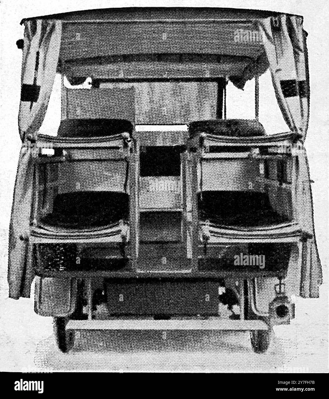 An inside view of a 15-20 HP Fiat motor ambulance, used to bring back ...