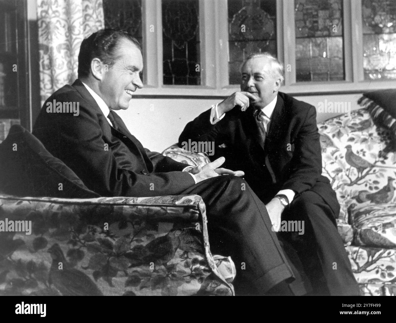 British Prime Minister Harold Wilson with US President Richard Nixon in ...